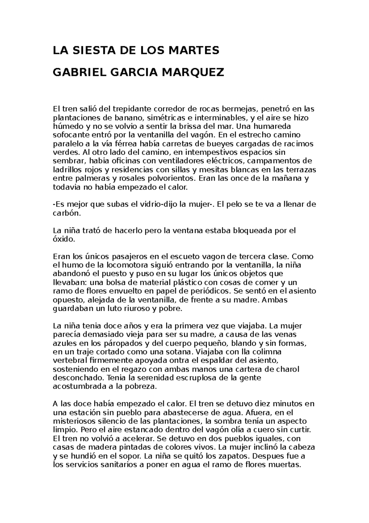 Garcia Marquez, Gabriel - La siesta de los martes - LA SIESTA DE LOS ...