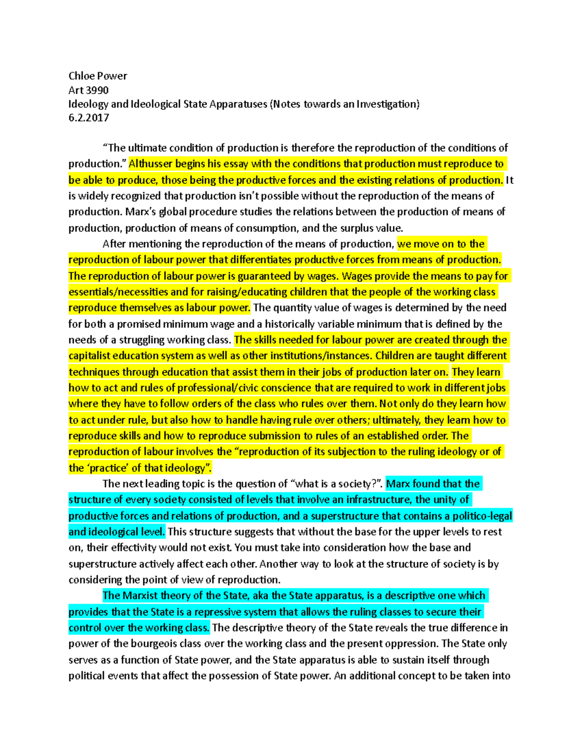 Chloe Power Essay 6 - A - Chloe Power Art 3990 Ideology and Ideological ...