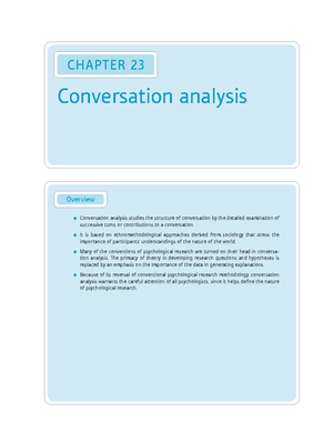 Week 3 - Chapter 22 - Discourse analysis - Discourse analysis CHAPTER 22 Overview There are two ...