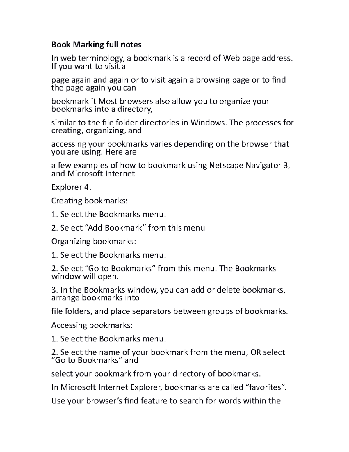 Book Marking full notes - If you want to visit a page again and again ...