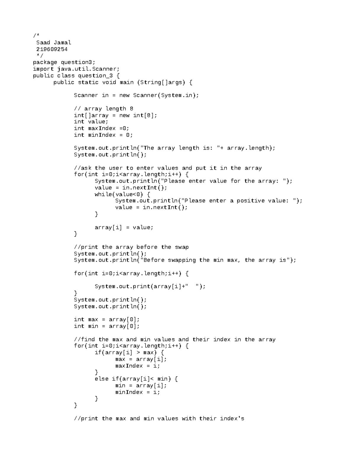 Assignment 3 Question 3 Saad Jamal 219609254 Package Question3