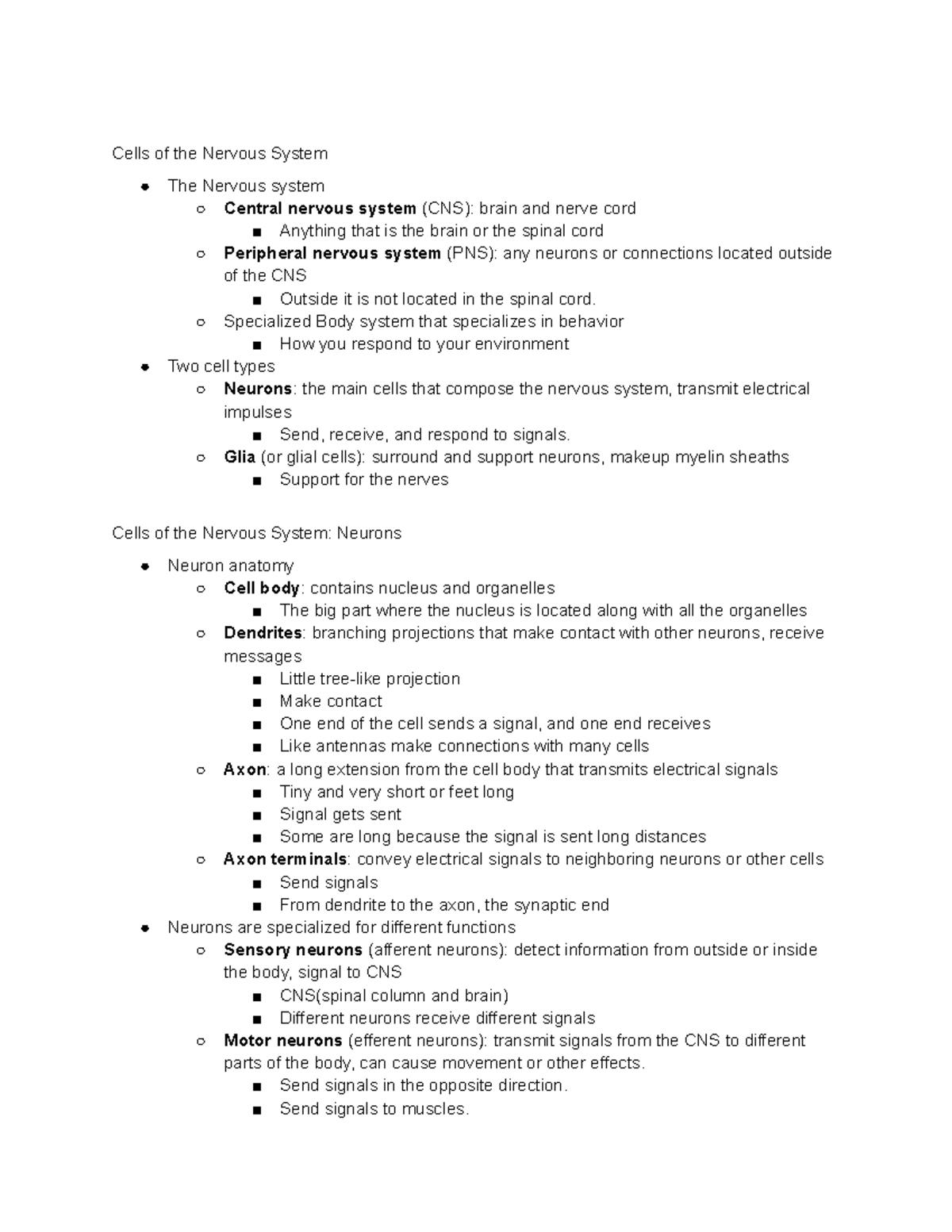 The Nervous System - Cells of the Nervous System The Nervous system ...