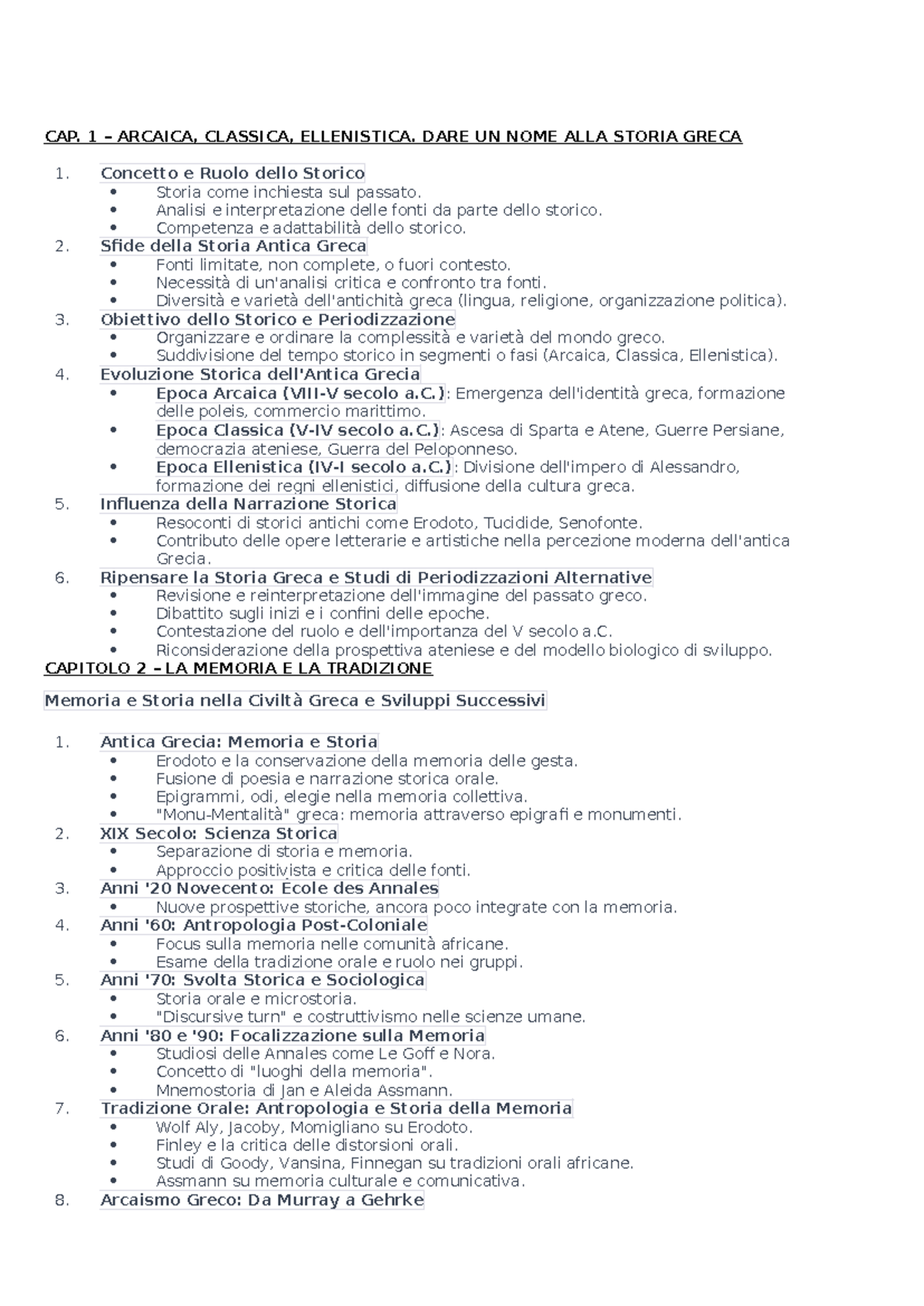 Schema giangiulio capitoli 1-6 - CAP. 1 – ARCAICA, CLASSICA ...