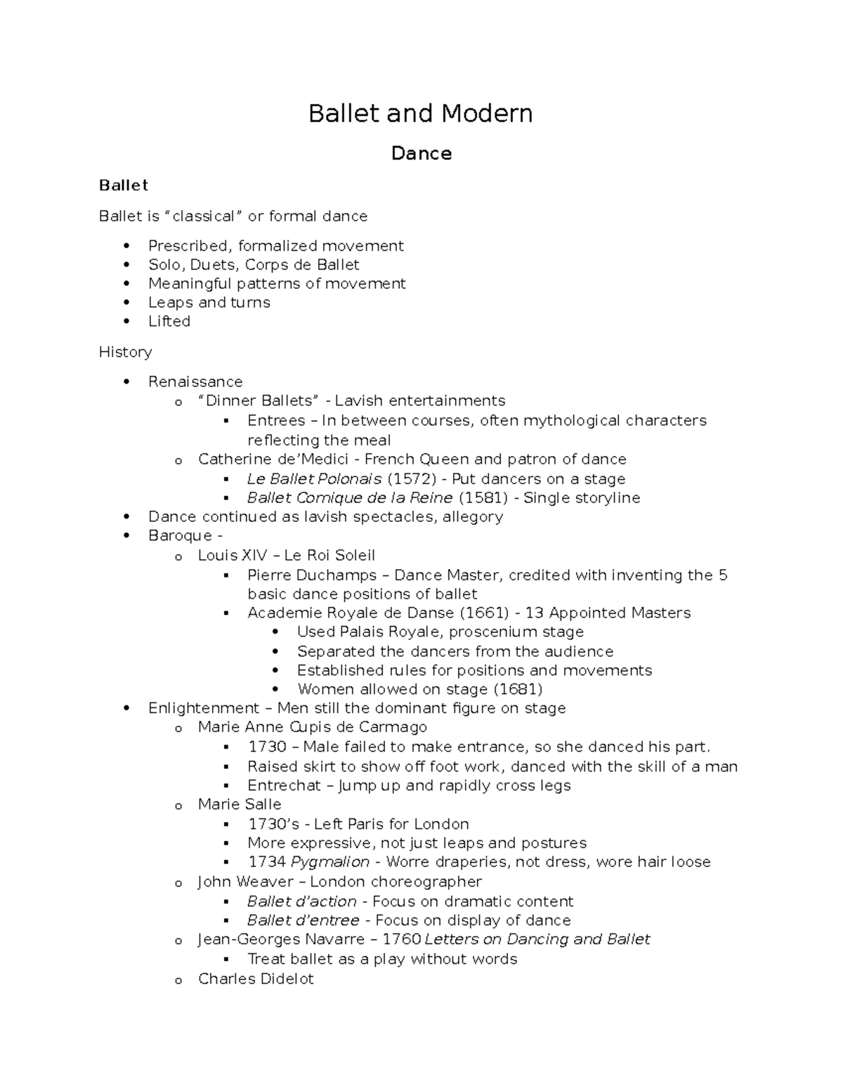 Ballet and Modern Dance - Ballet and Modern Dance Ballet Ballet is ...