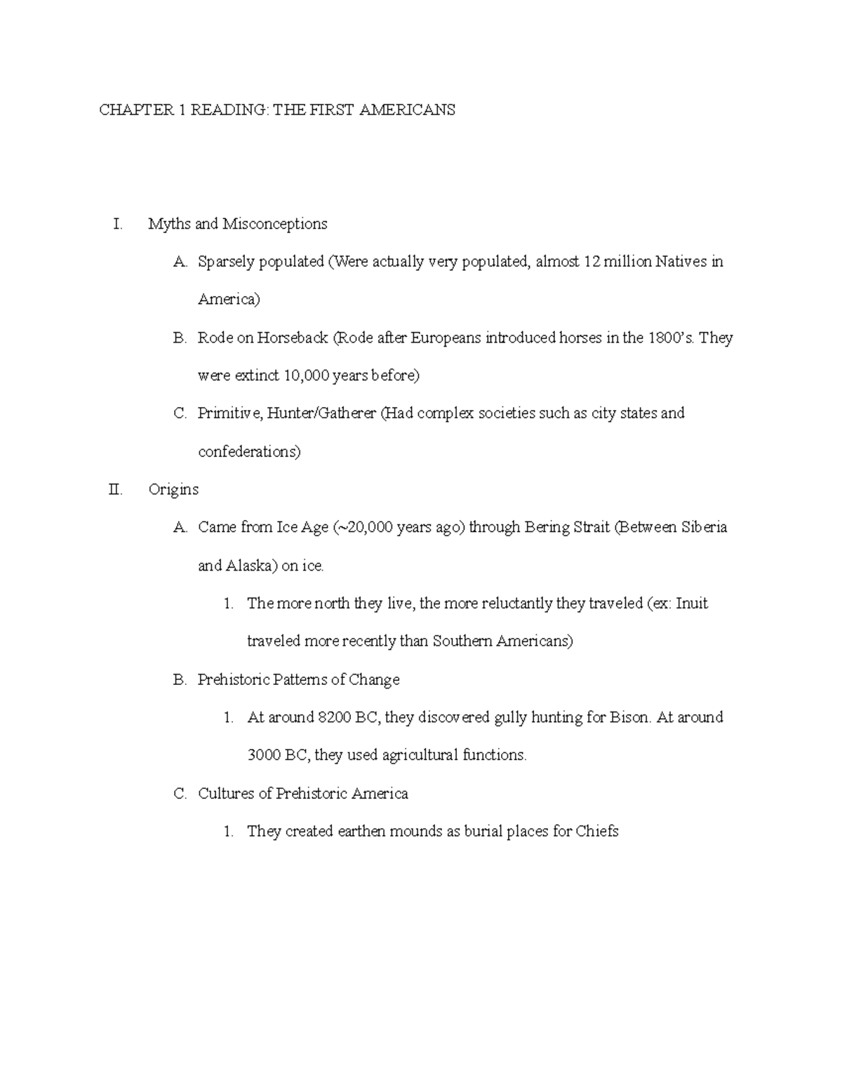 HIST 110 Chapter Reading Chapter 1 The First Americans - CHAPTER 1 ...