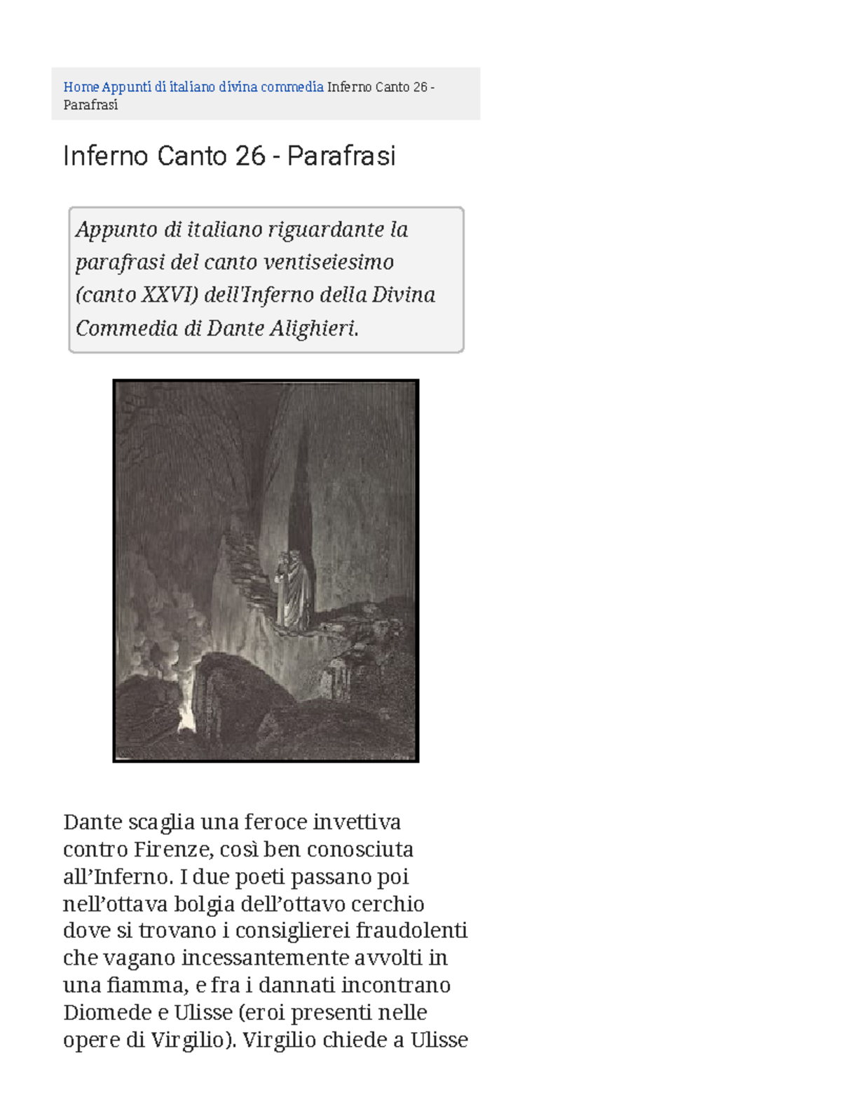 Canto 26 Inferno Divina Commedia - Home Appunti di italiano divina ...