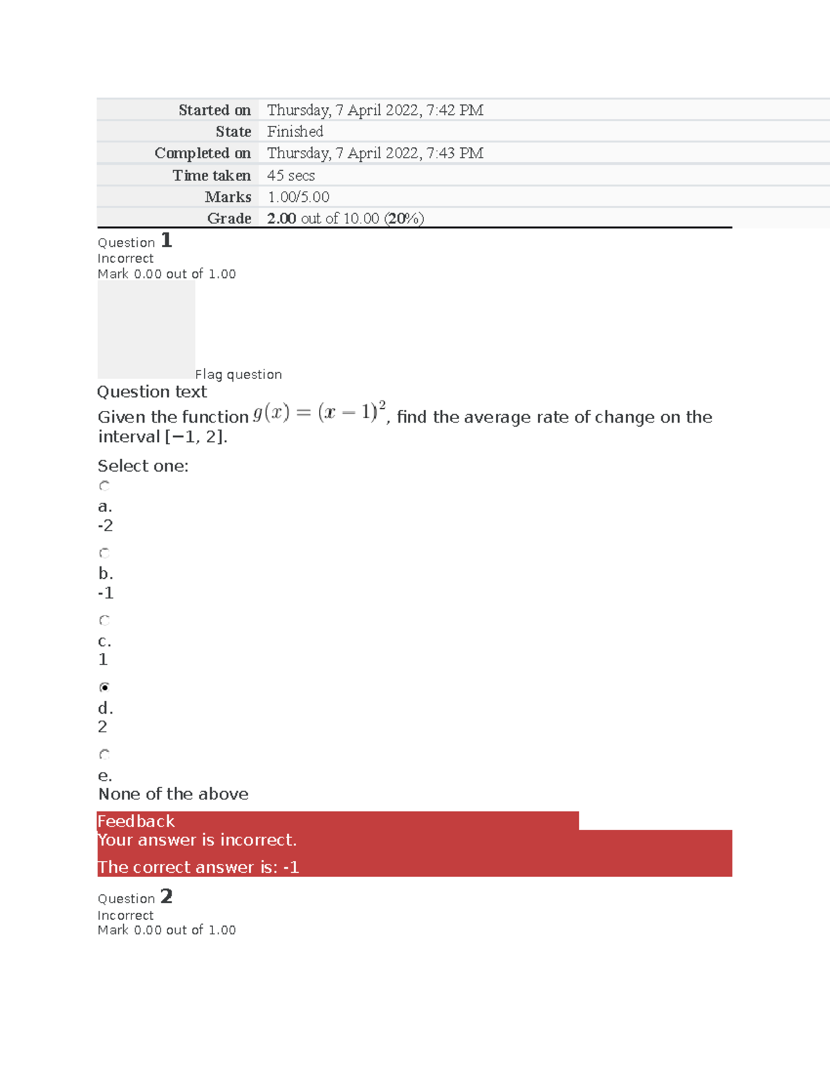 Math 1201 Quiz One this is good one to consider - Mathematics - SLU ...