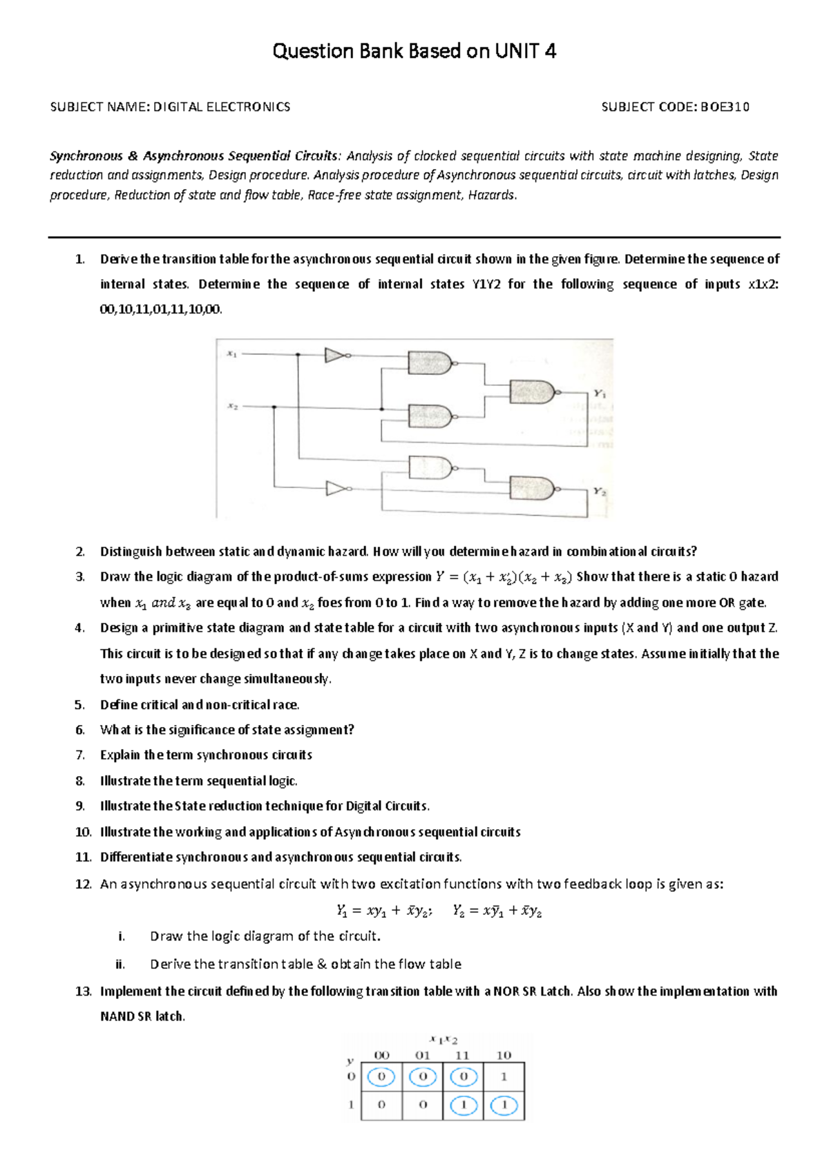Question Bank Unit 4-1 - Question Bank Based on UNIT 4 SUBJECT NAME ...