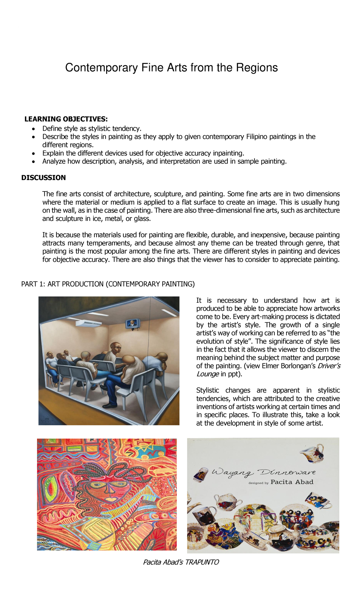 Contemporary Fine Arts from the rEGION - CAPITOL UNIVERSITY Cagayan de ...