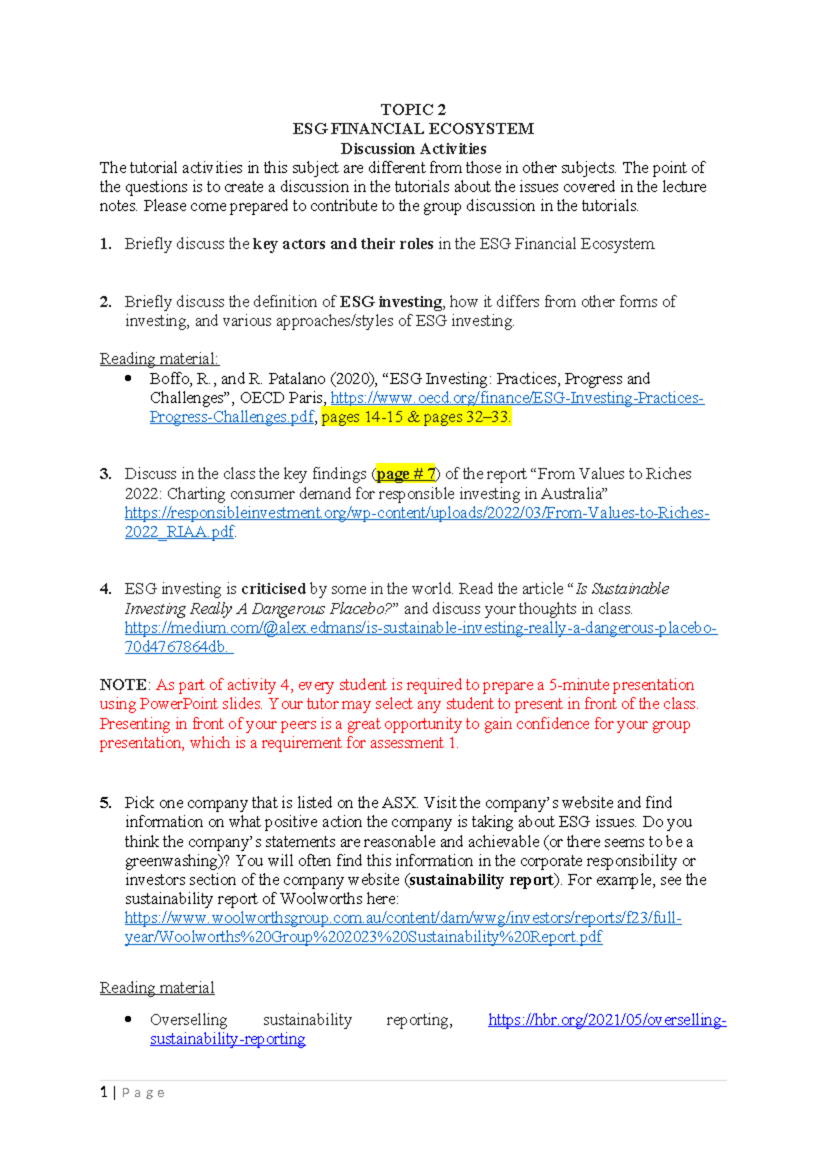 Tutorial Topic 2 ESG Financial Ecosystem - TOPIC 2 ESG FINANCIAL ...