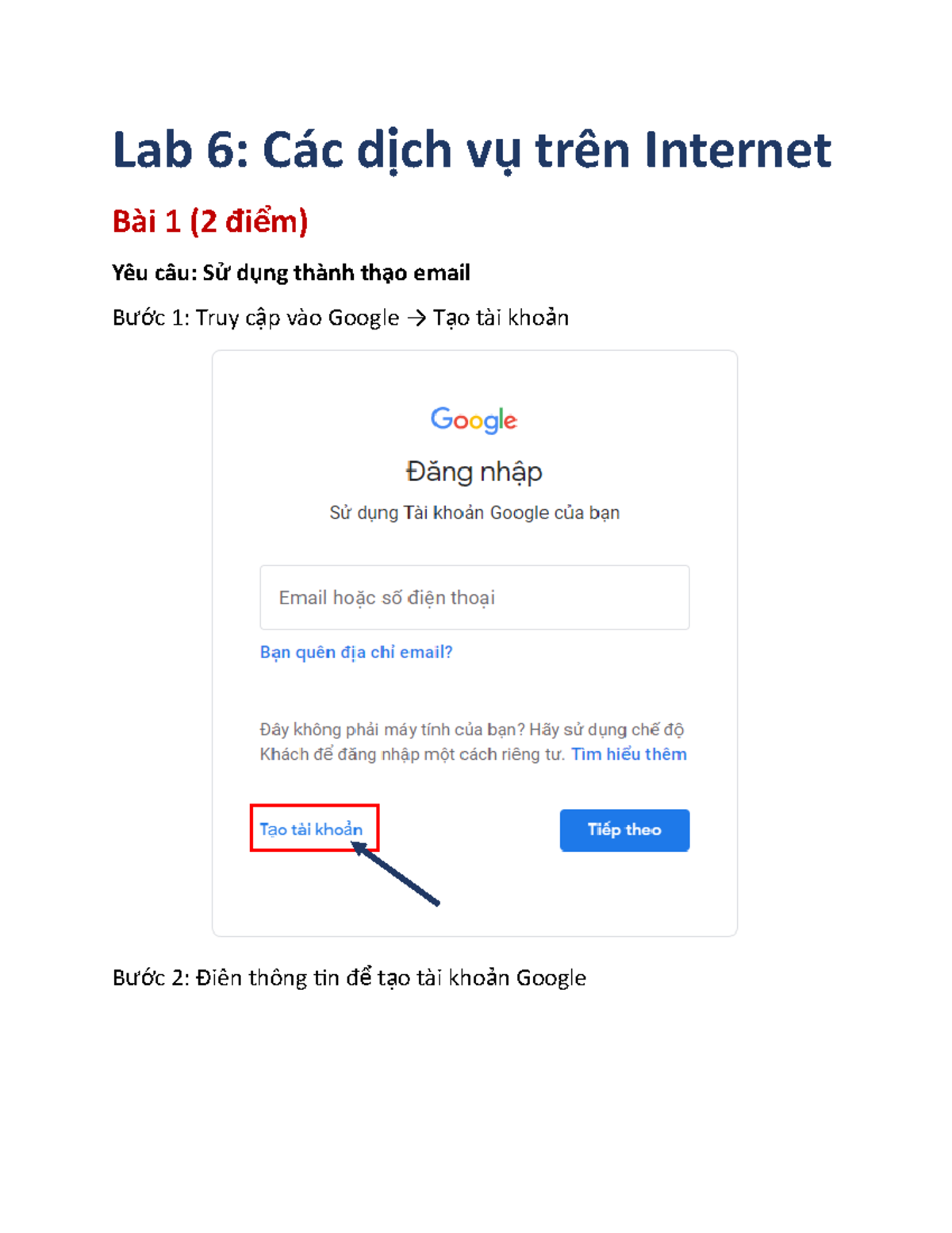Nguyen Thi Ngan COM1014 LAB6 - Lab 6: Các d ch v trên Internetịụ Bài 1 (2 đi m) ể Yêu cầầu: S d ...