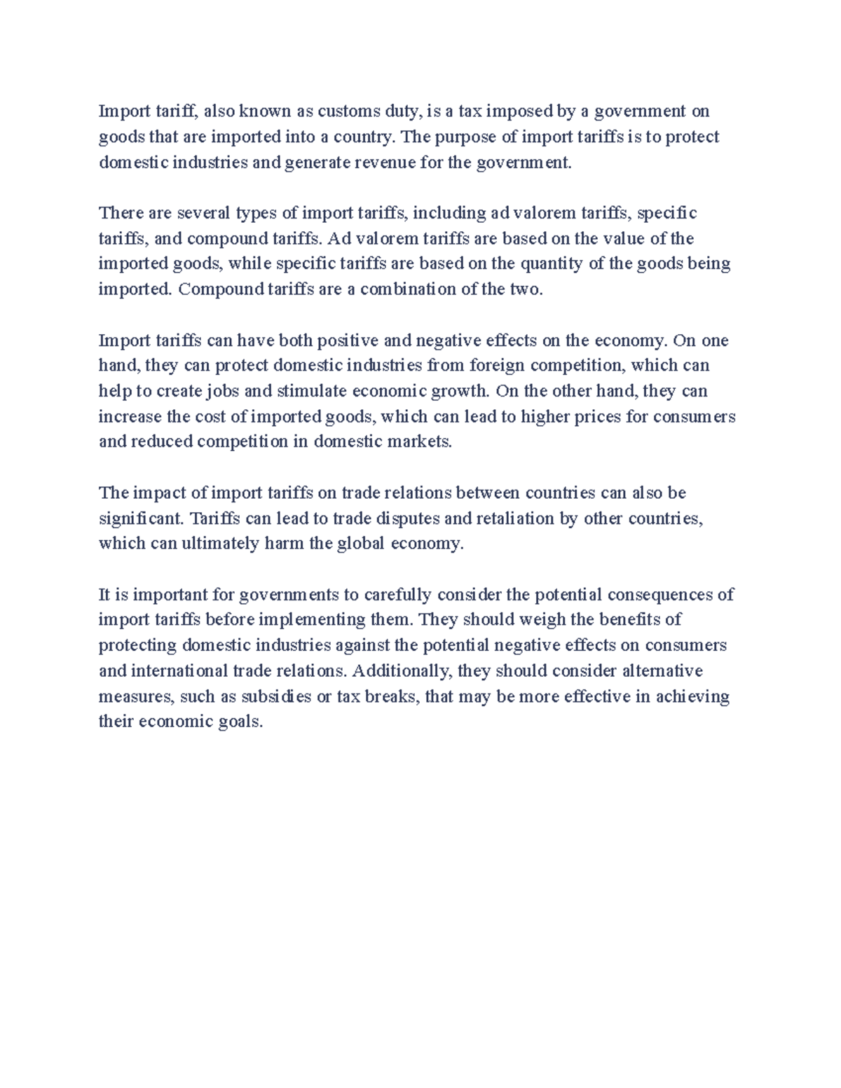 AP Macroeconomics Notes import tariff - Import tariff, also known as ...