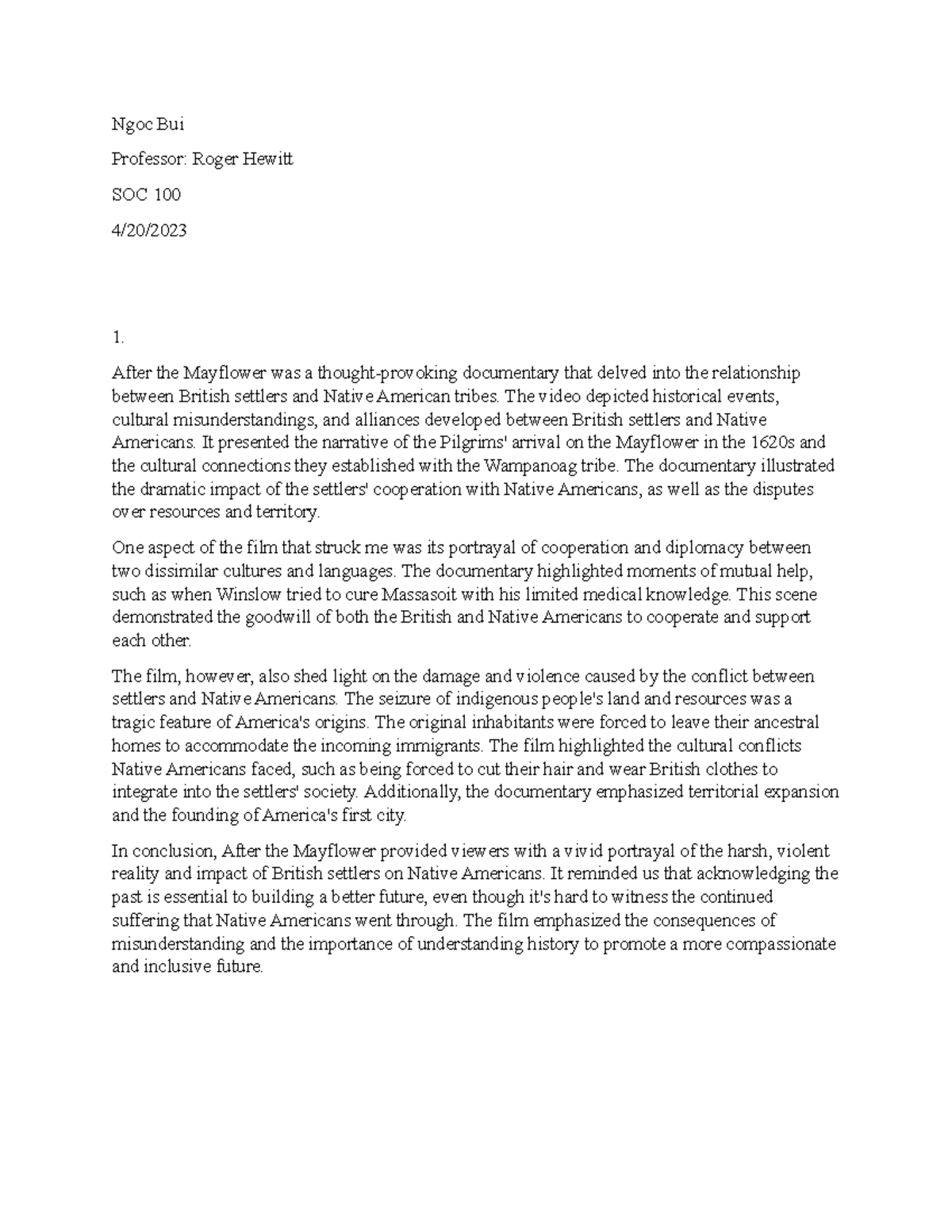 Third Reading Journal - Assignment - Ngoc Bui Professor: Roger Hewitt ...