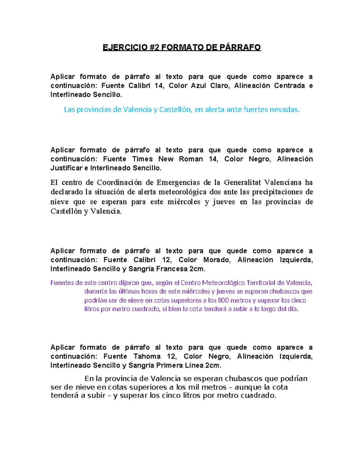 Ejercicio #2 Formato de Parrafo - EJERCICIO #2 FORMATO DE PÁRRAFO ...