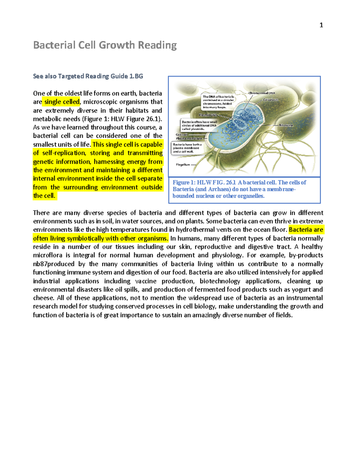Bacterial growth pre-reading - Bacterial Cell Growth Reading See also ...