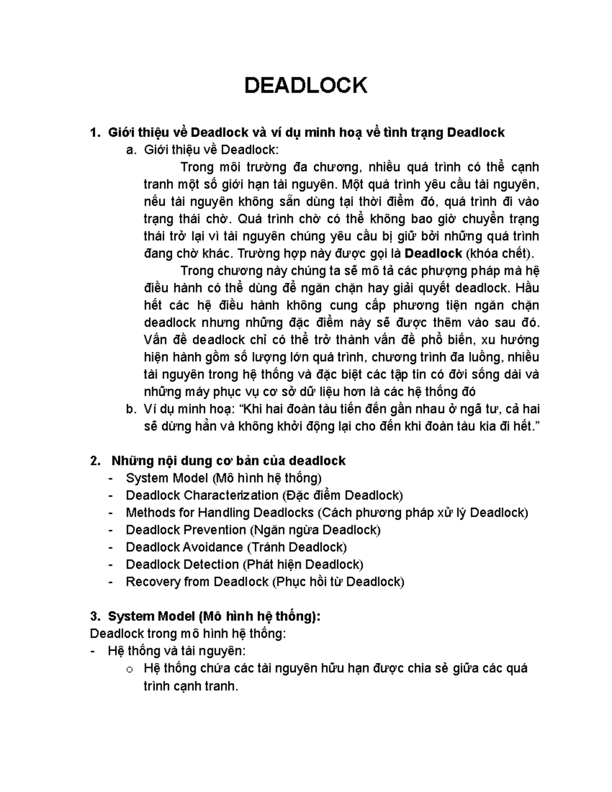 Noi dung thuyet trinh ch8 deadlock - DEADLOCK 1. Giới thiệu về Deadlock ...
