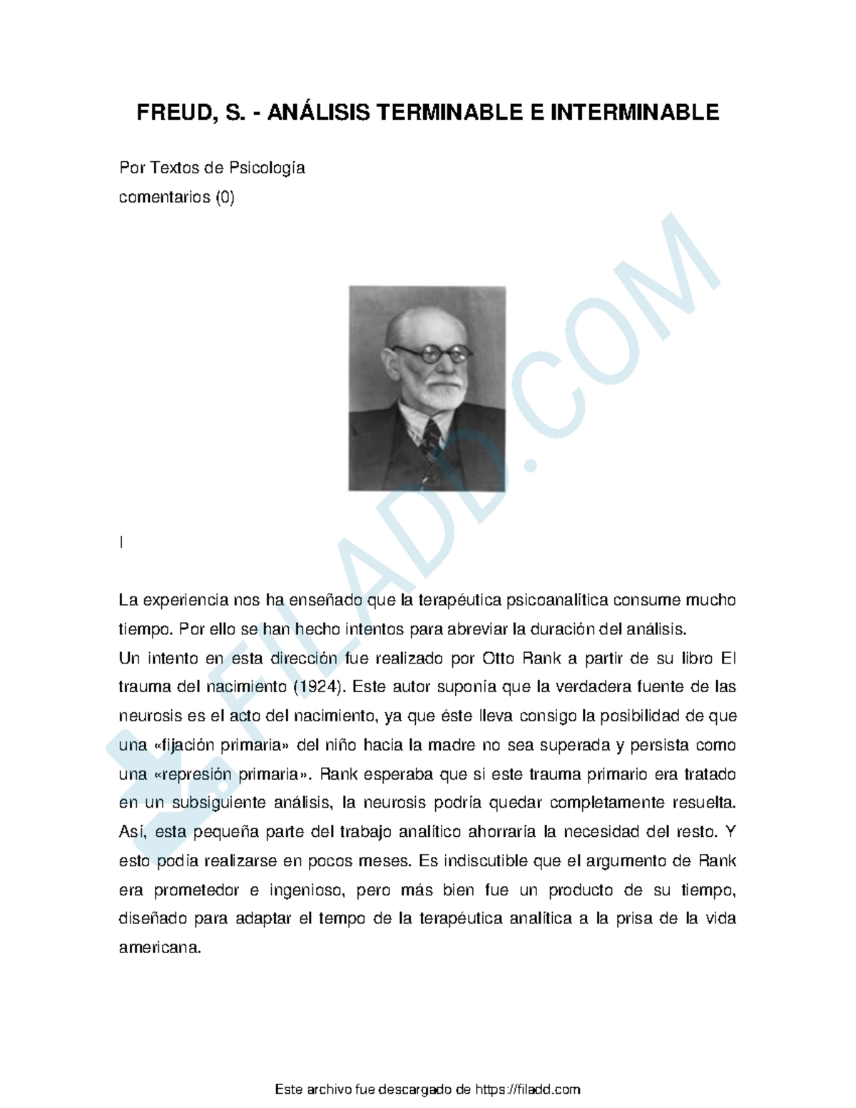 Freud Analisis Terminable E Interminable - FREUD, S. - ANÁLISIS ...