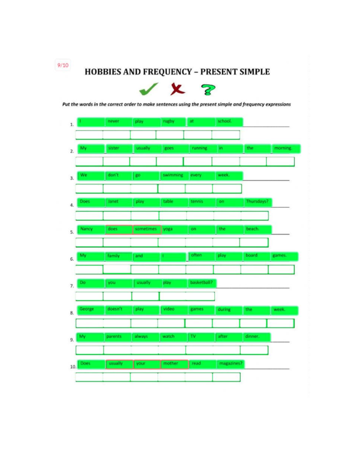 Presente simple y frecuencias - HOBBIES AND FREQUENCY PRESENT SIMPLE ...