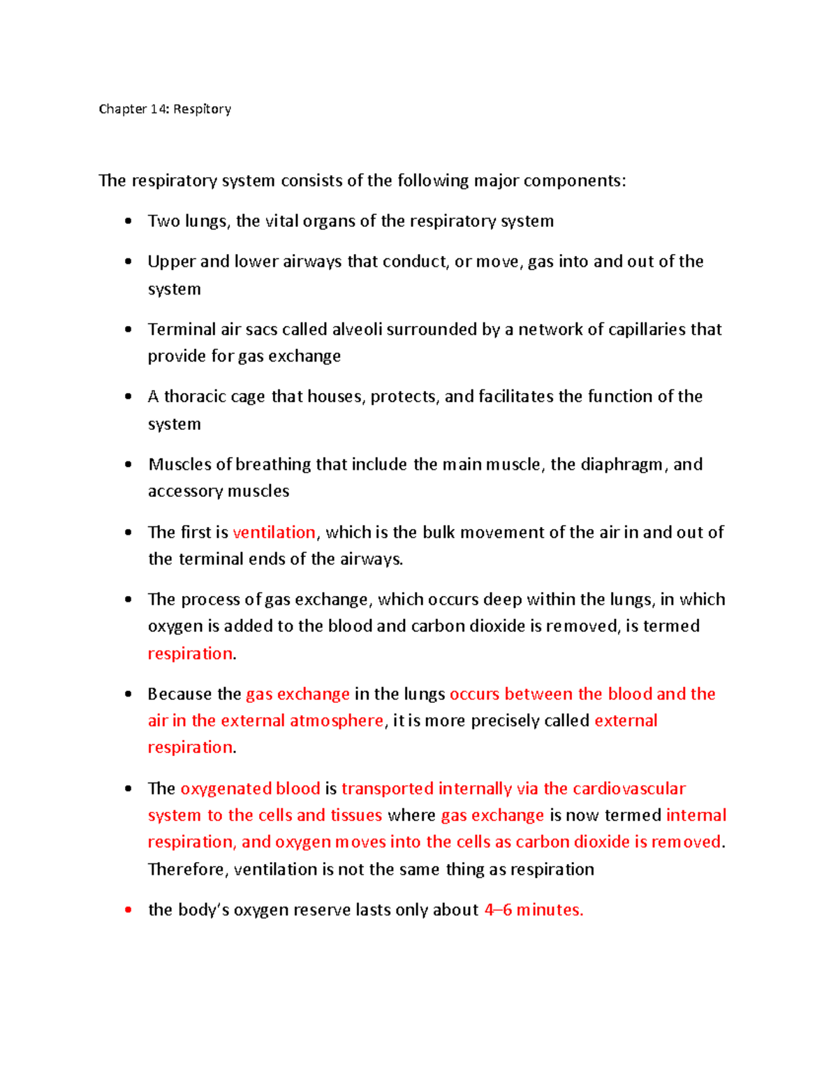 Anatomy ch14 - my own personal typed notes on chapter 14 , more in ...