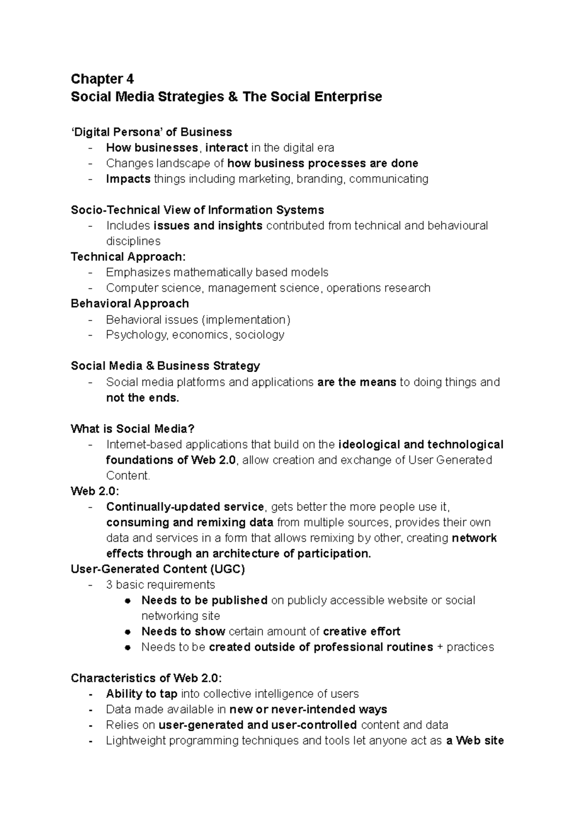 ADM1370 Chapter 4 - Lecture notes 4 - Chapter 4 Social Media Strategies ...