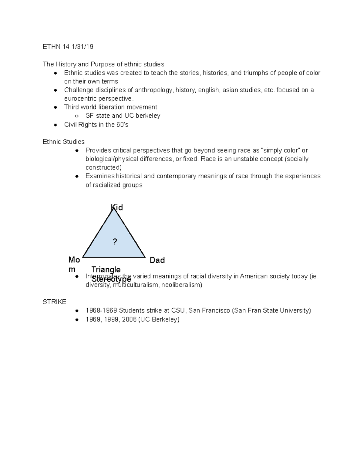 ETHN 14 Notes - ETHN 14 1/31/ The History and Purpose of ethnic studies ...