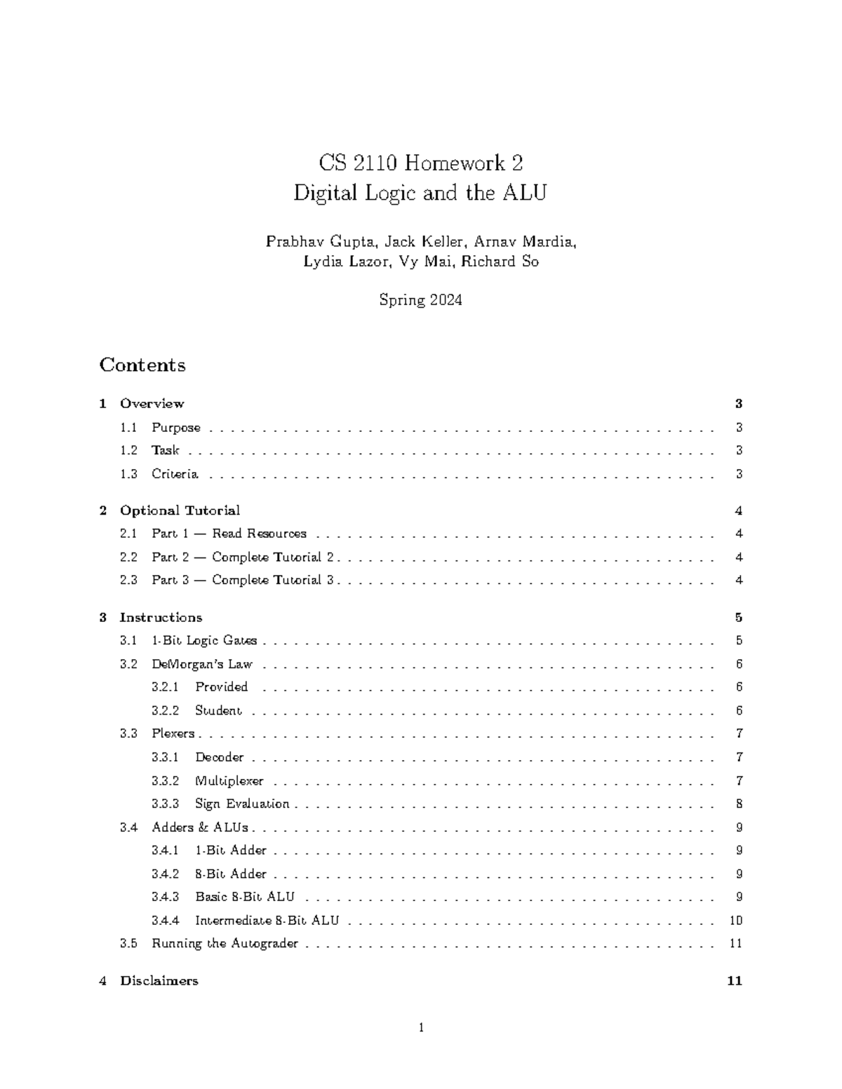 Hw02 - hw pdf - Digital Logic and the ALU Prabhav Gupta, Jack Keller, Arnav Mardia, - CS 2110 ...