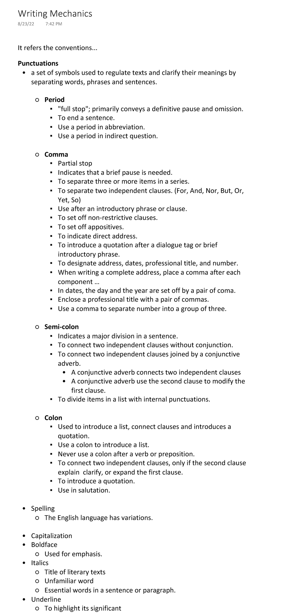 Writing-Mechanics - Writing Mechanics - It refers the conventions ...