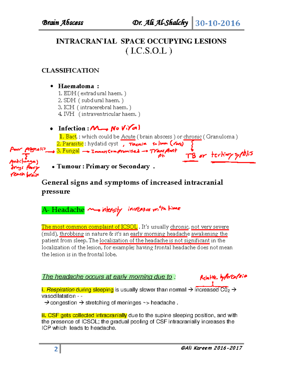 8 Intracranial space occupying lesions - INTRACRAN`IAL SPACE OCCUPYING ...