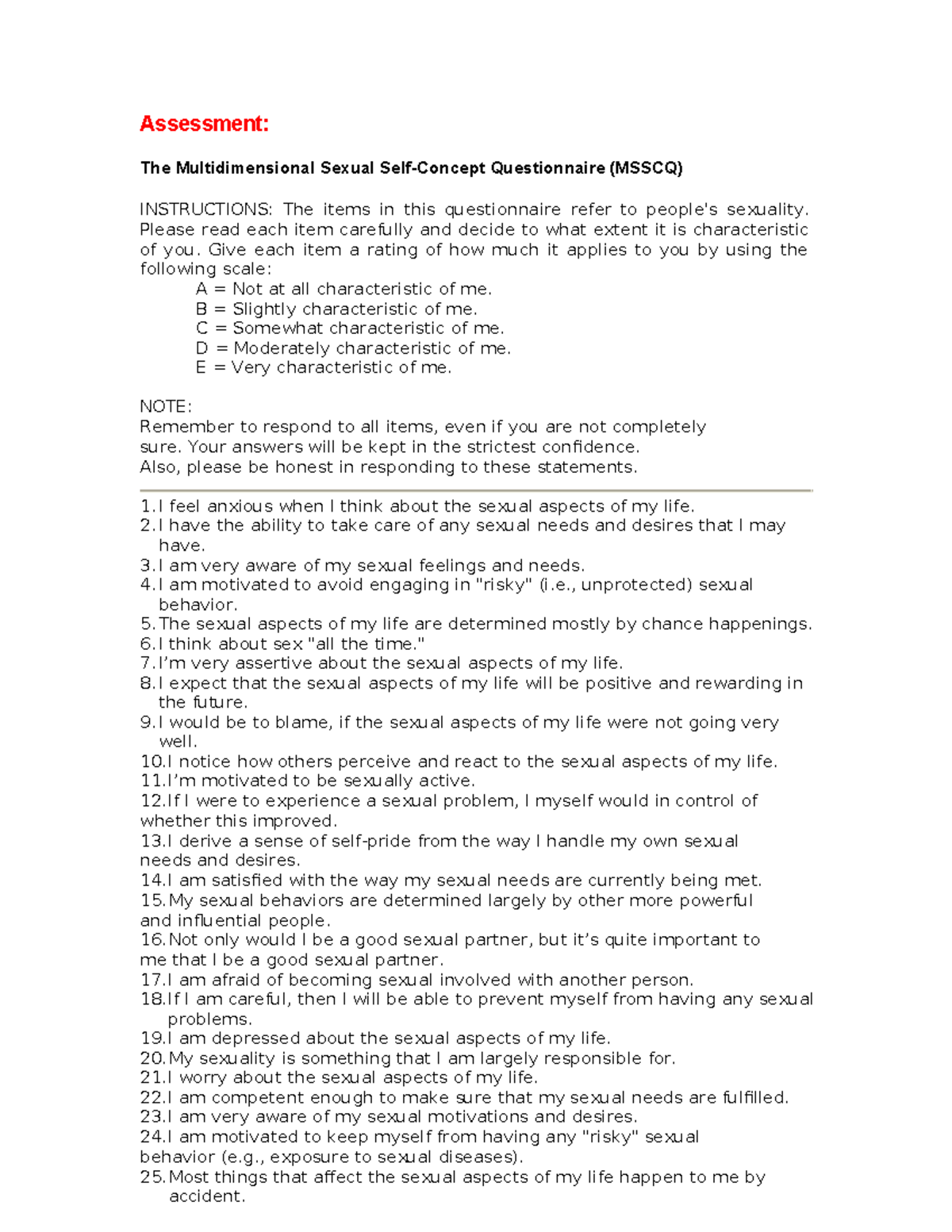 Multidimensional-Sexual-Self-Concept- Msscq - Assessment: The Multidimensional Sexual Self ...