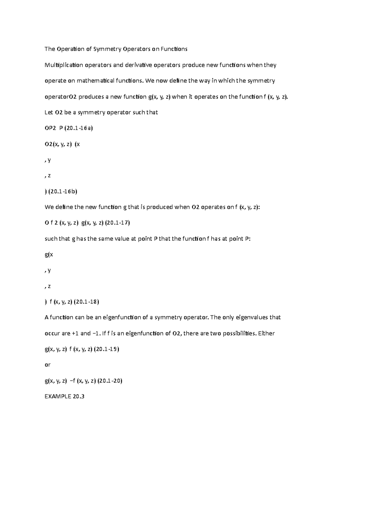 The Operation of Symmetry Operators on Functions - The Operation of ...