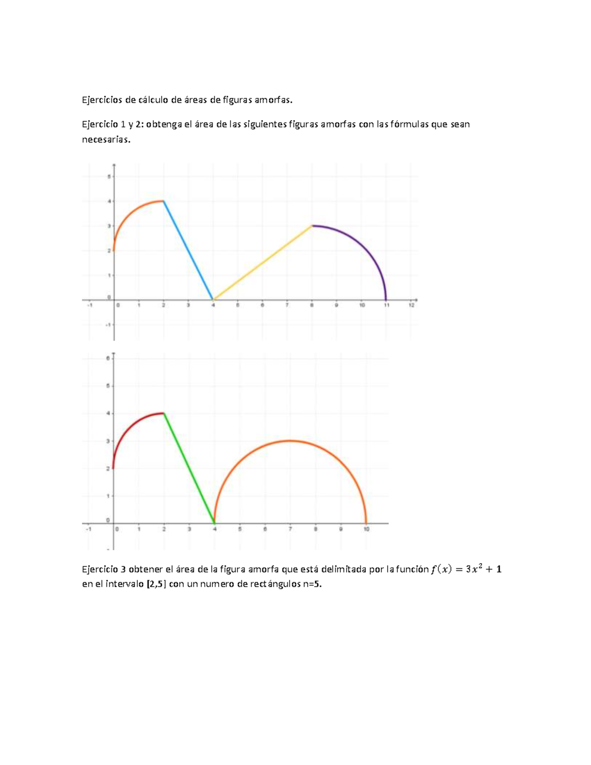 Problemario U1 CI - ...... - Ejercicios de cálculo de áreas de figuras amorfas. Ejercicio 1 y 2 ...