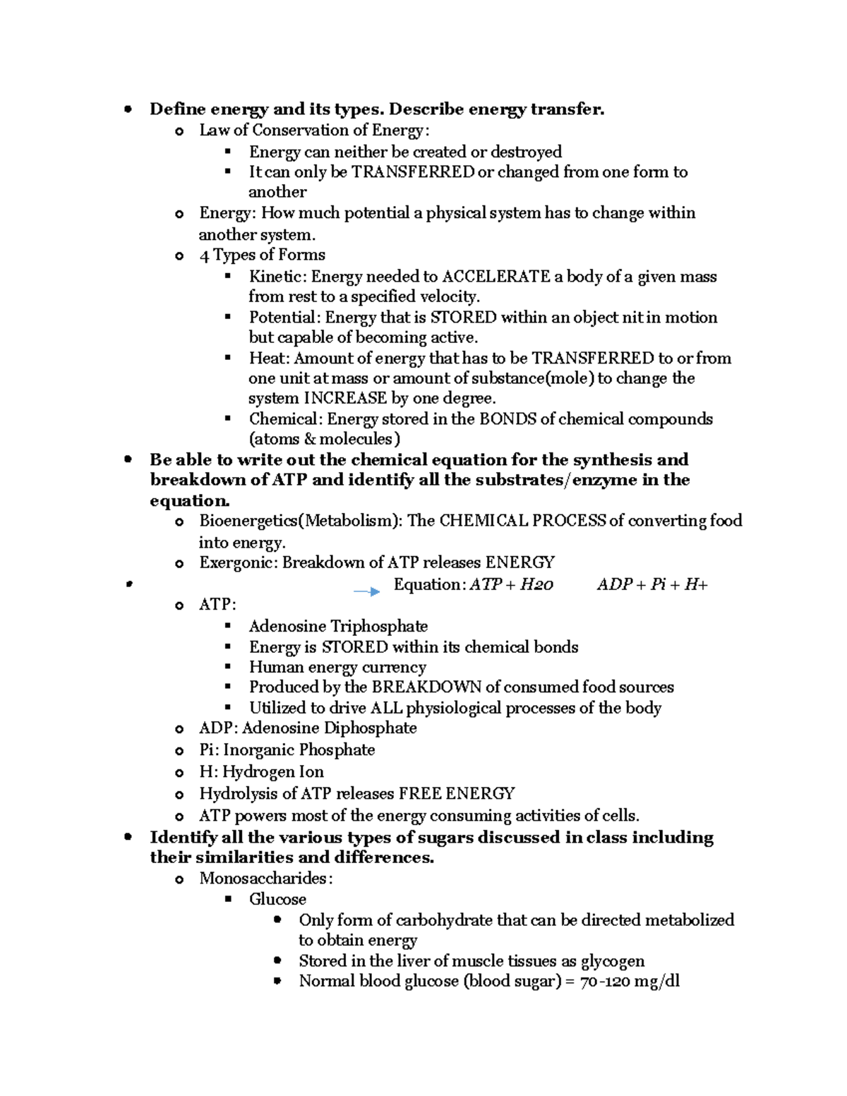 Test Review 1 chapter 2&3 - Define energy and its types. Describe ...