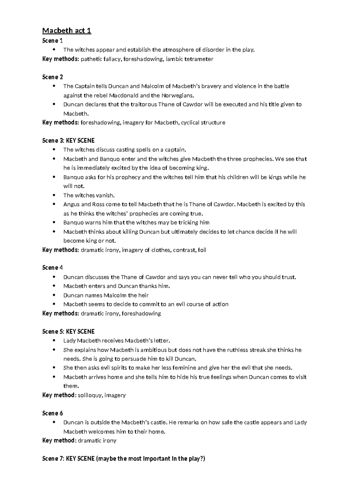 Macbeth revision - Act 1 - Macbeth act 1 Scene 1 The witches appear and ...