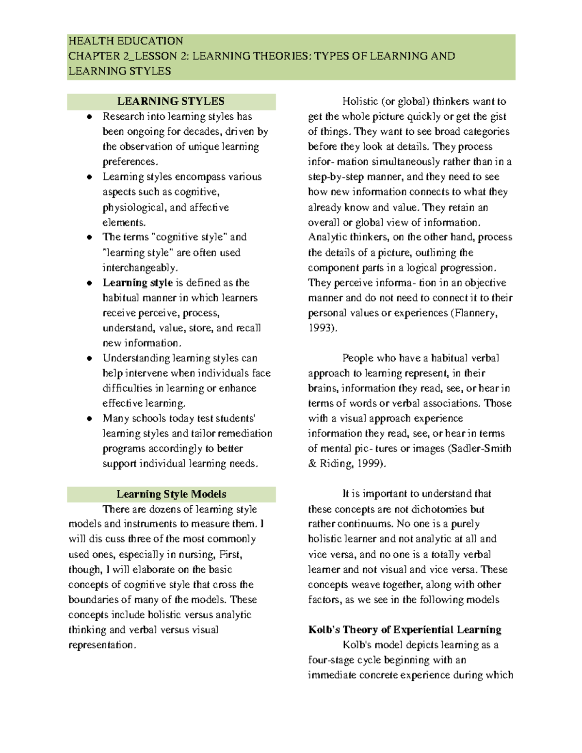 Chapter 2 Lesson 2 - Learning Theories- Types OF Learning AND Learning ...
