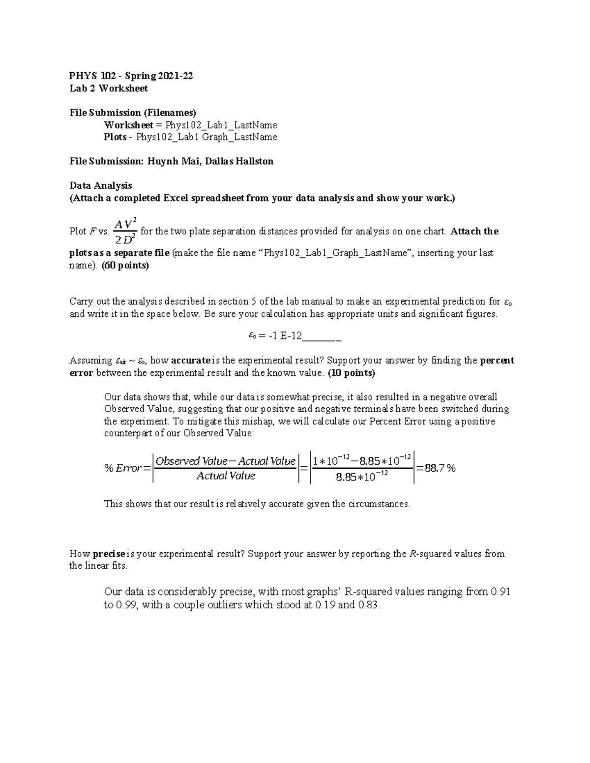 2W 041422 Electrostatic Force Between Charged Parallel Plates ...