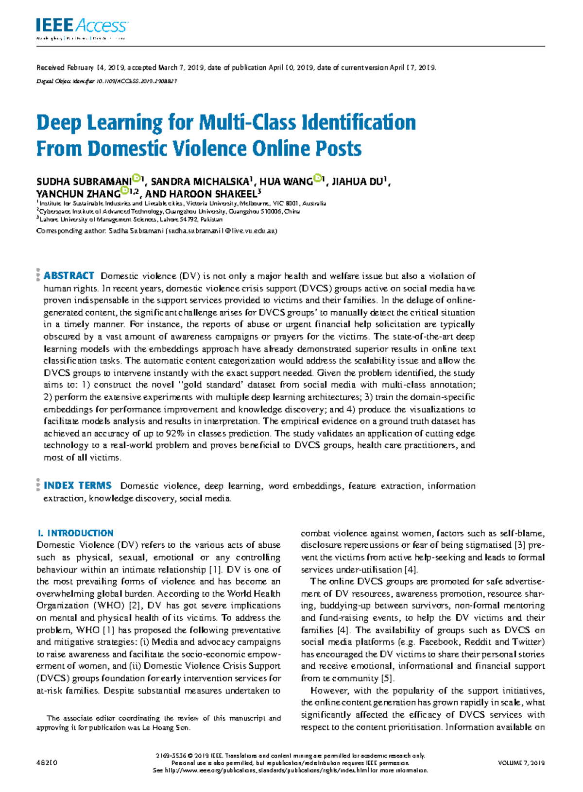 Deep Learning for Multi-Class Identification From Domestic Violence ...