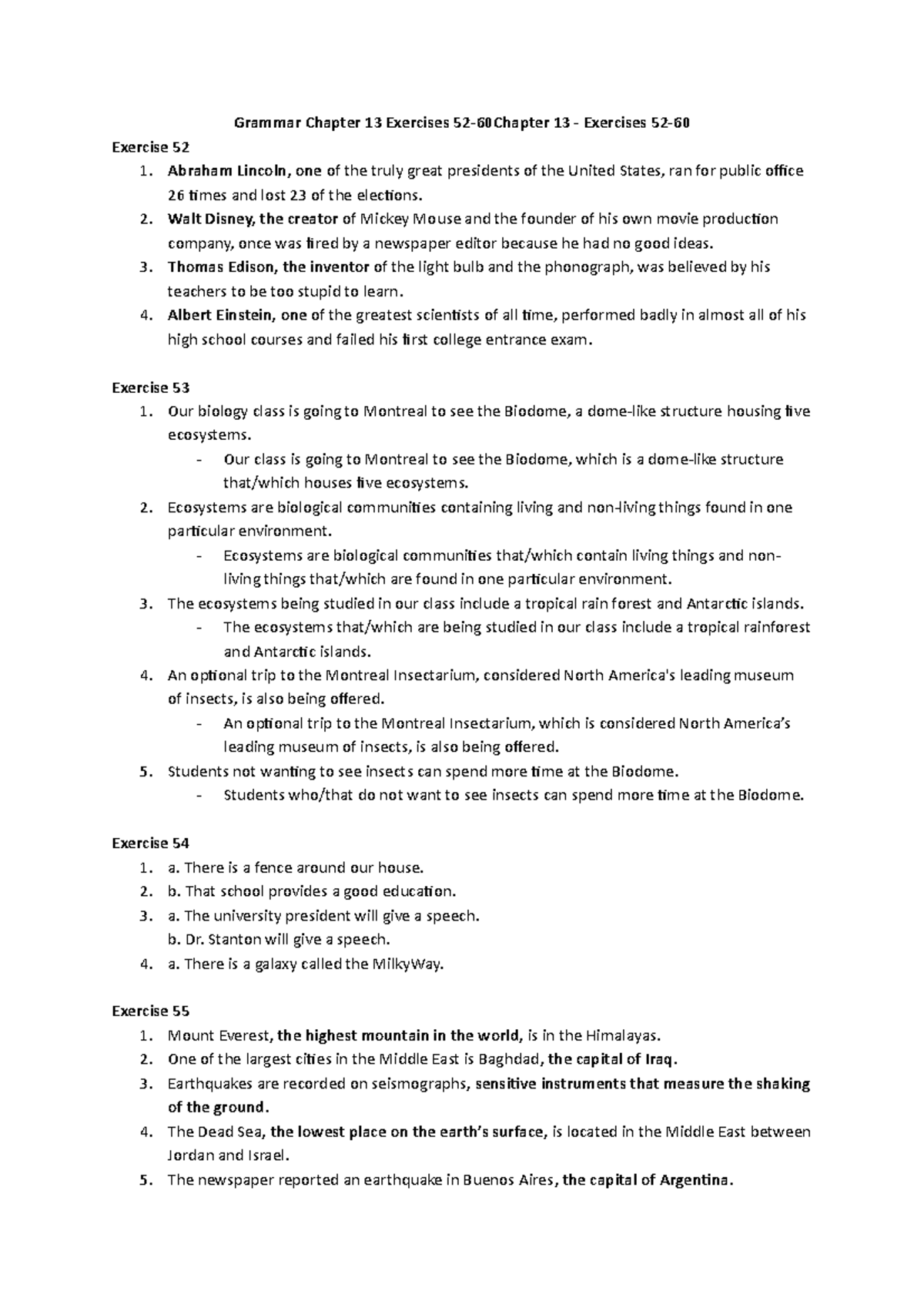 Grammar Chapter 13 Exercises 52-60 - Walt Disney, the creator of Mickey Mouse and the founder of ...