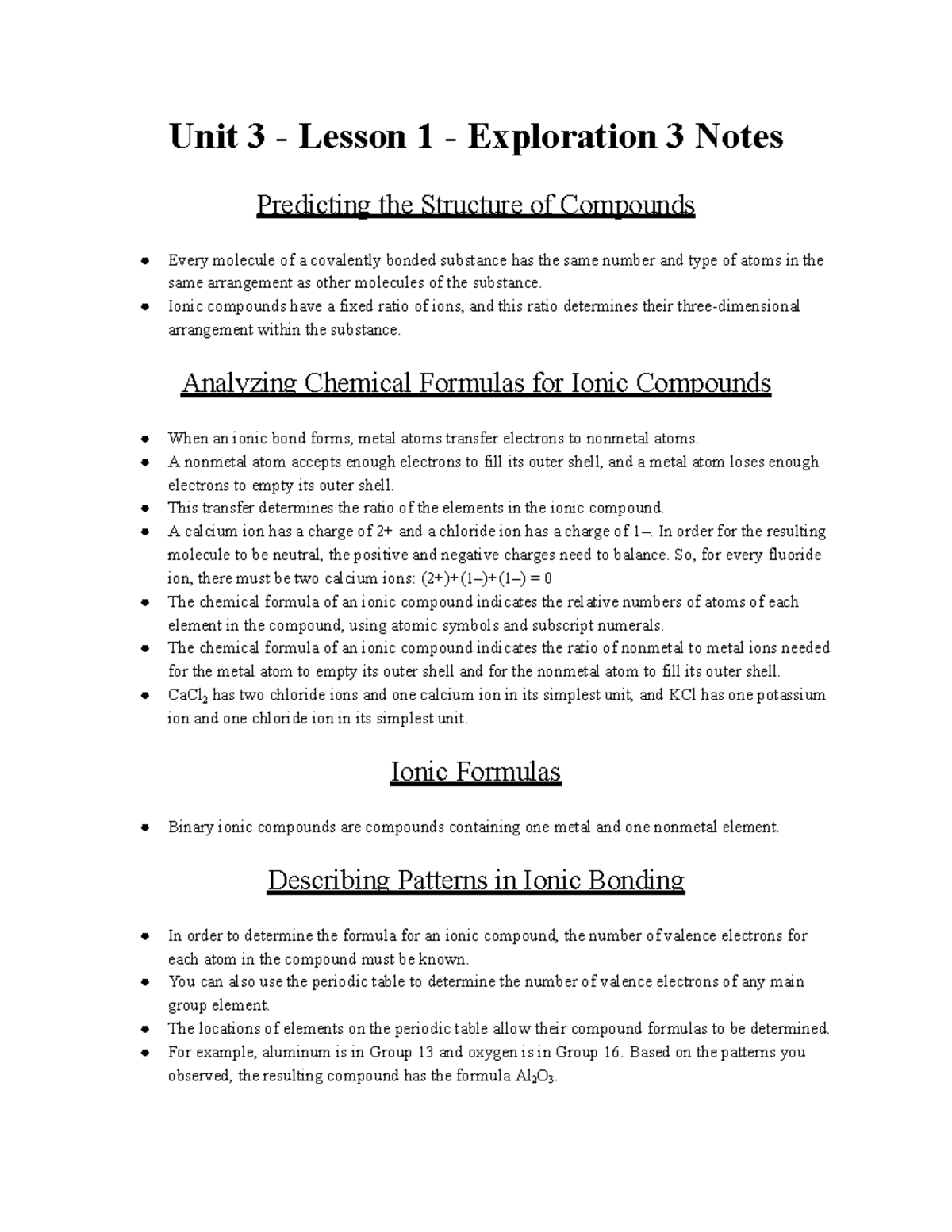 Unit 3 - Lesson 1 - Exploration 3 Notes - Unit 3 - Lesson 1 ...