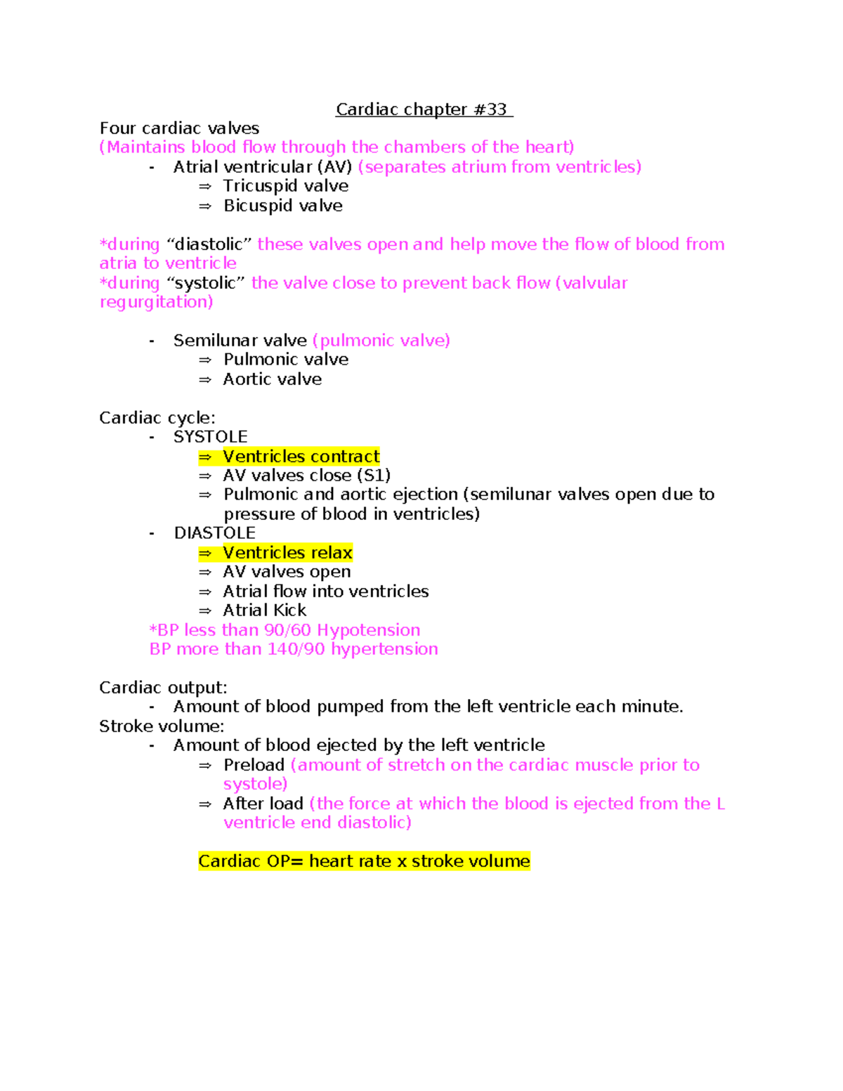 Cardiac Notes - Cardiac chapter # Four cardiac valves (Maintains blood ...