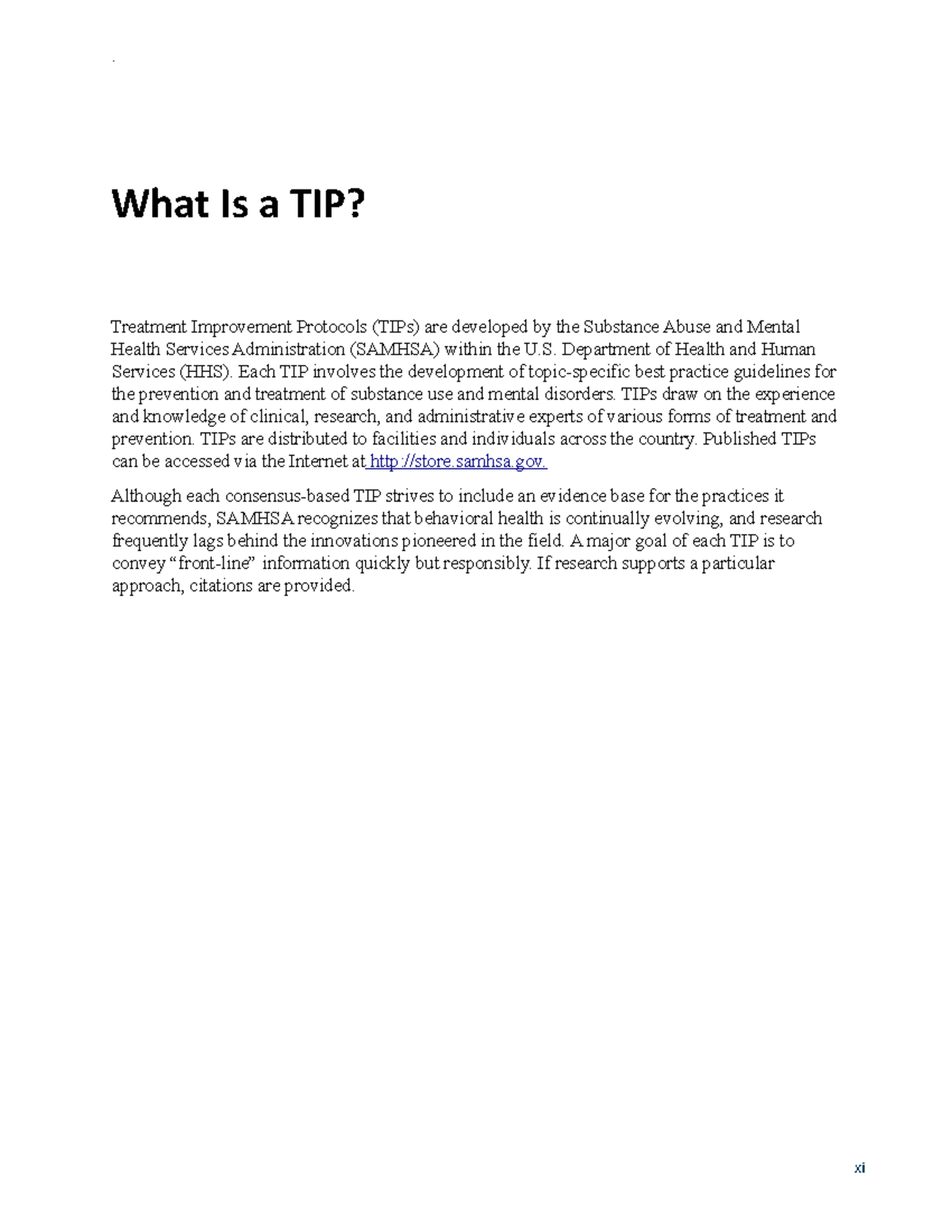 Treatment Improvement Protocols - What Is a TIP? Treatment Improvement ...