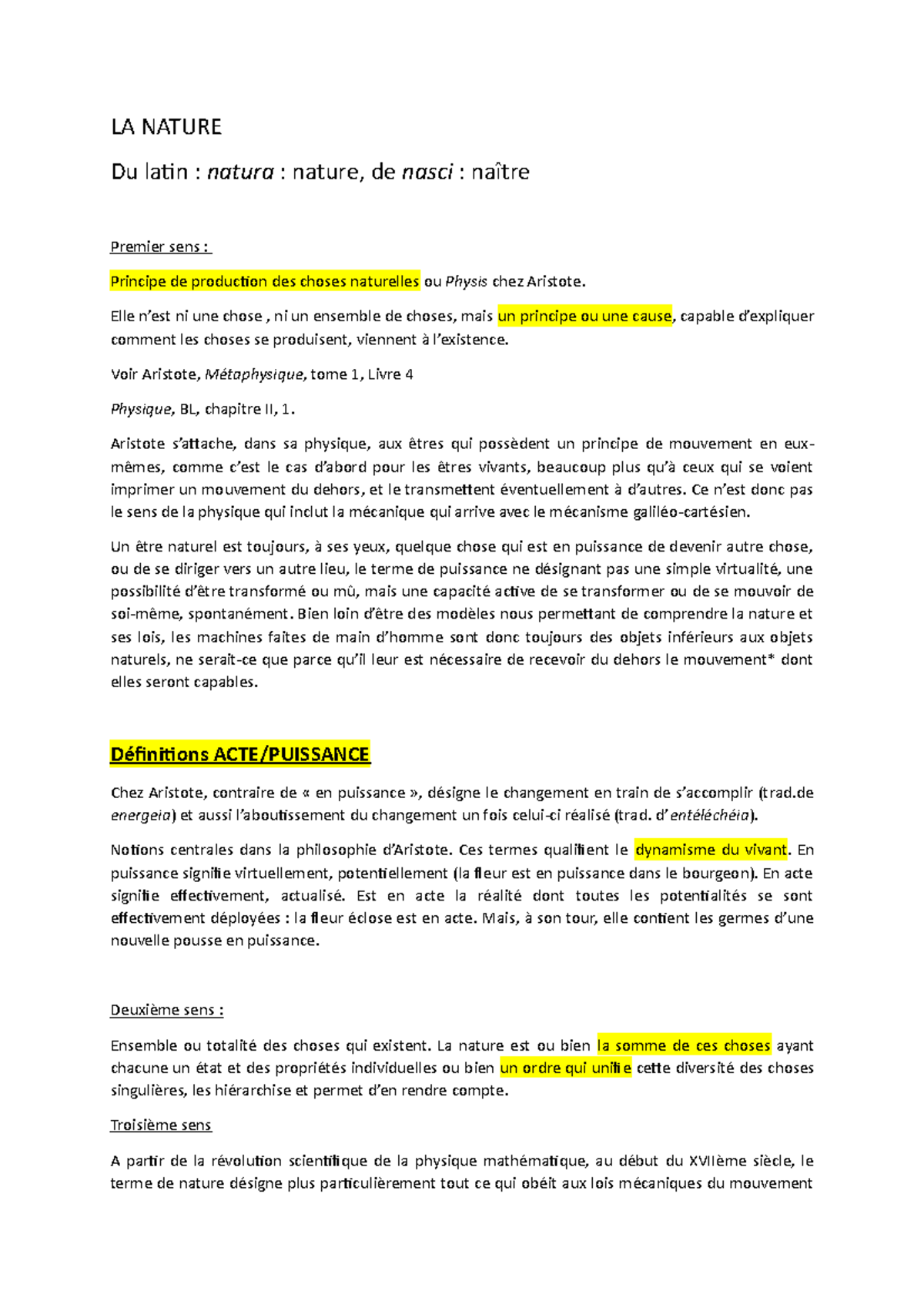 Cours sur la Nature - LA NATURE Du latin : natura : nature, de nasci ...