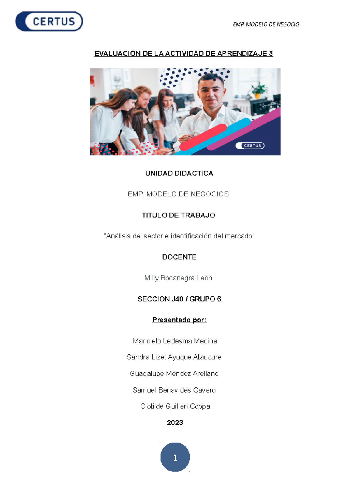 Grupo 6 AA3 - 11222 - EVALUACIÓN DE LA ACTIVIDAD DE APRENDIZAJE 3 UNIDAD DIDACTICA EMP. MODELO ...