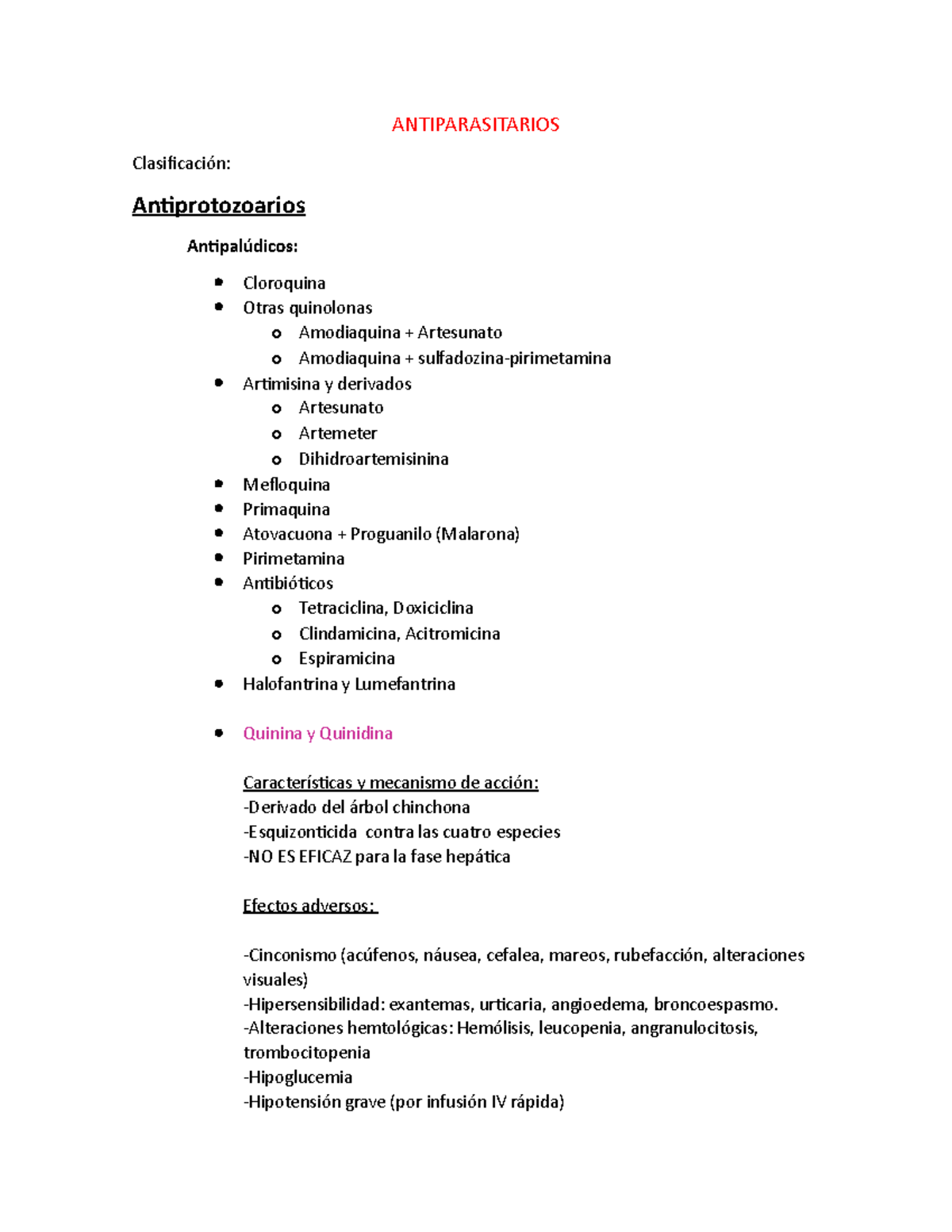 Antiparasitarios antimicoticos antivirales antirretrovirales Farmaco - ANTIPARASITARIOS - Studocu