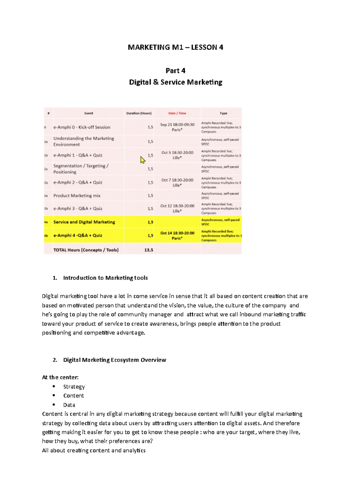 Marketing M1 1er semestre– Lesson 4 - MARKETING M1 – LESSON 4 Part 4 ...