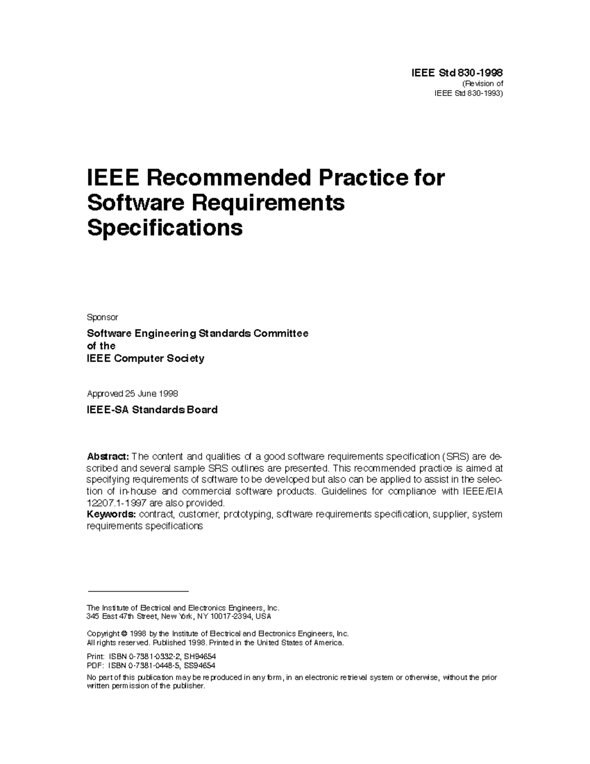 Previews IEEE 830-1998 pre - The Institute of Electrical and ...