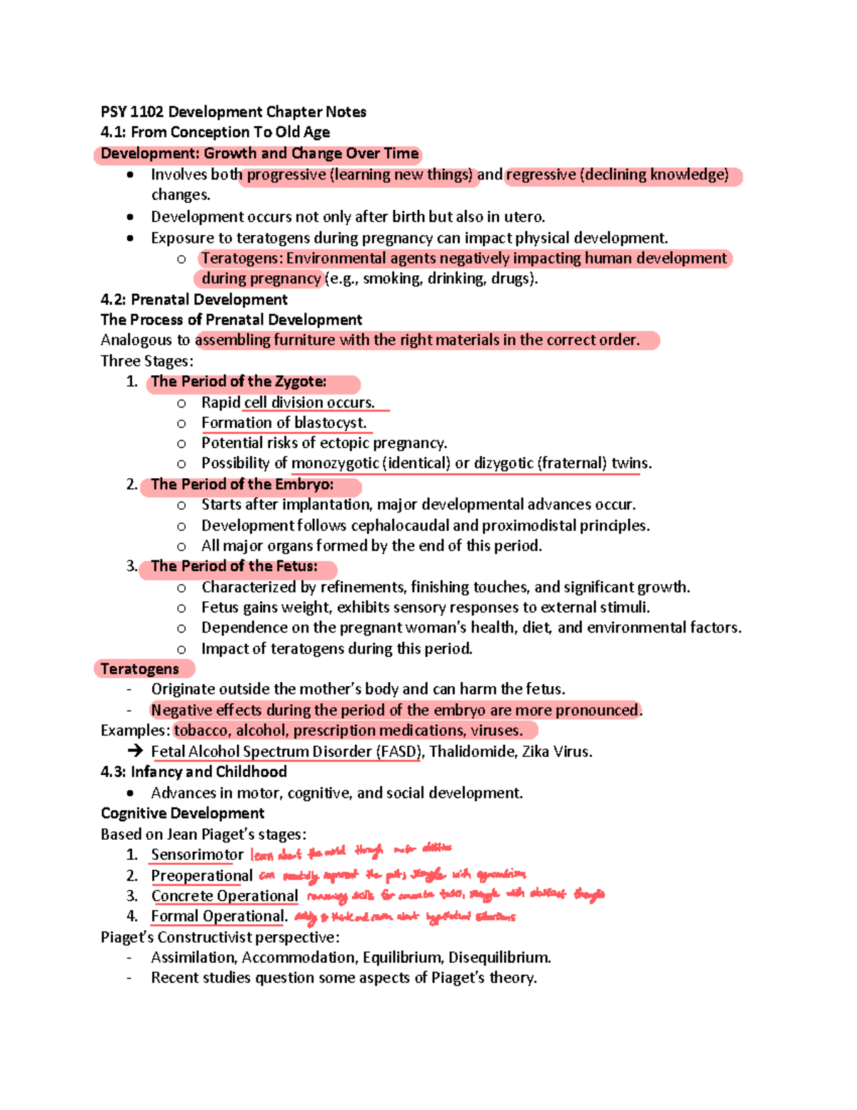 PSY 1102 Chapter Notes - PSY 1102 Development Chapter Notes 4: From ...