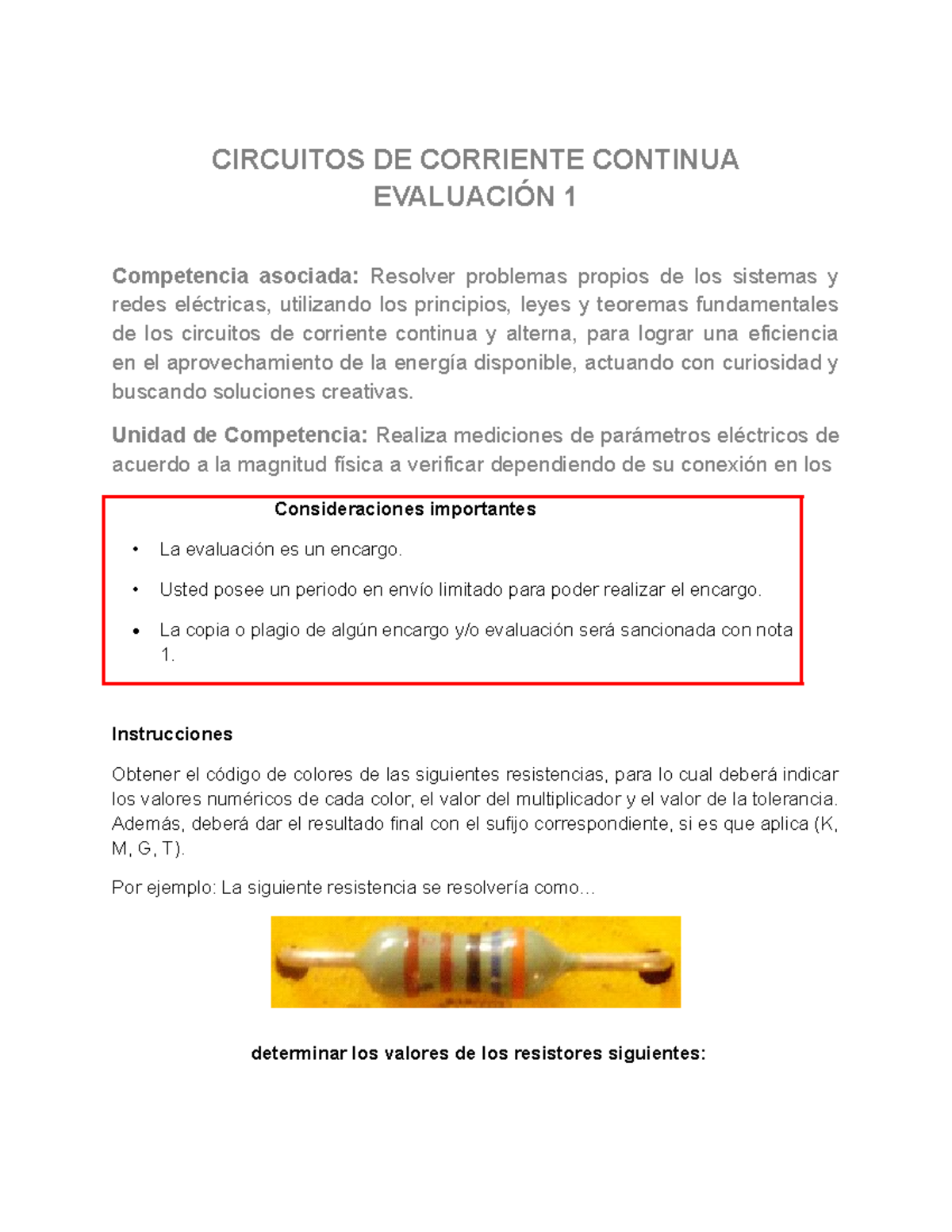 Evaluación 1 corriente continua reducción de circuito - CIRCUITOS DE ...