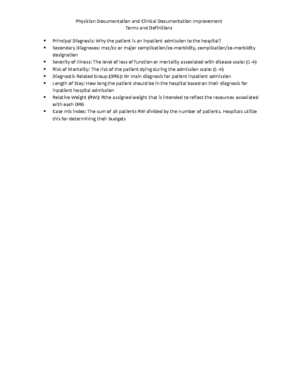 Coding Terms and Definitions - Physician Documentation and Clinical ...