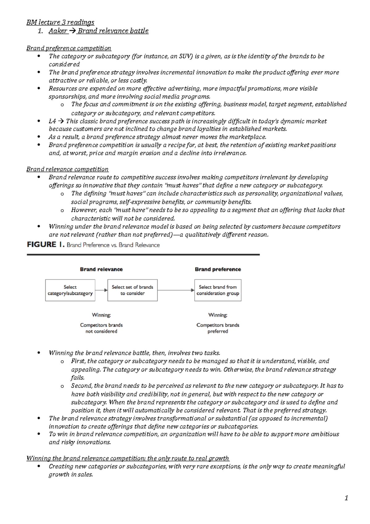 BM lecture 3 readings notes - BM lecture 3 readings 1. Aaker Brand ...