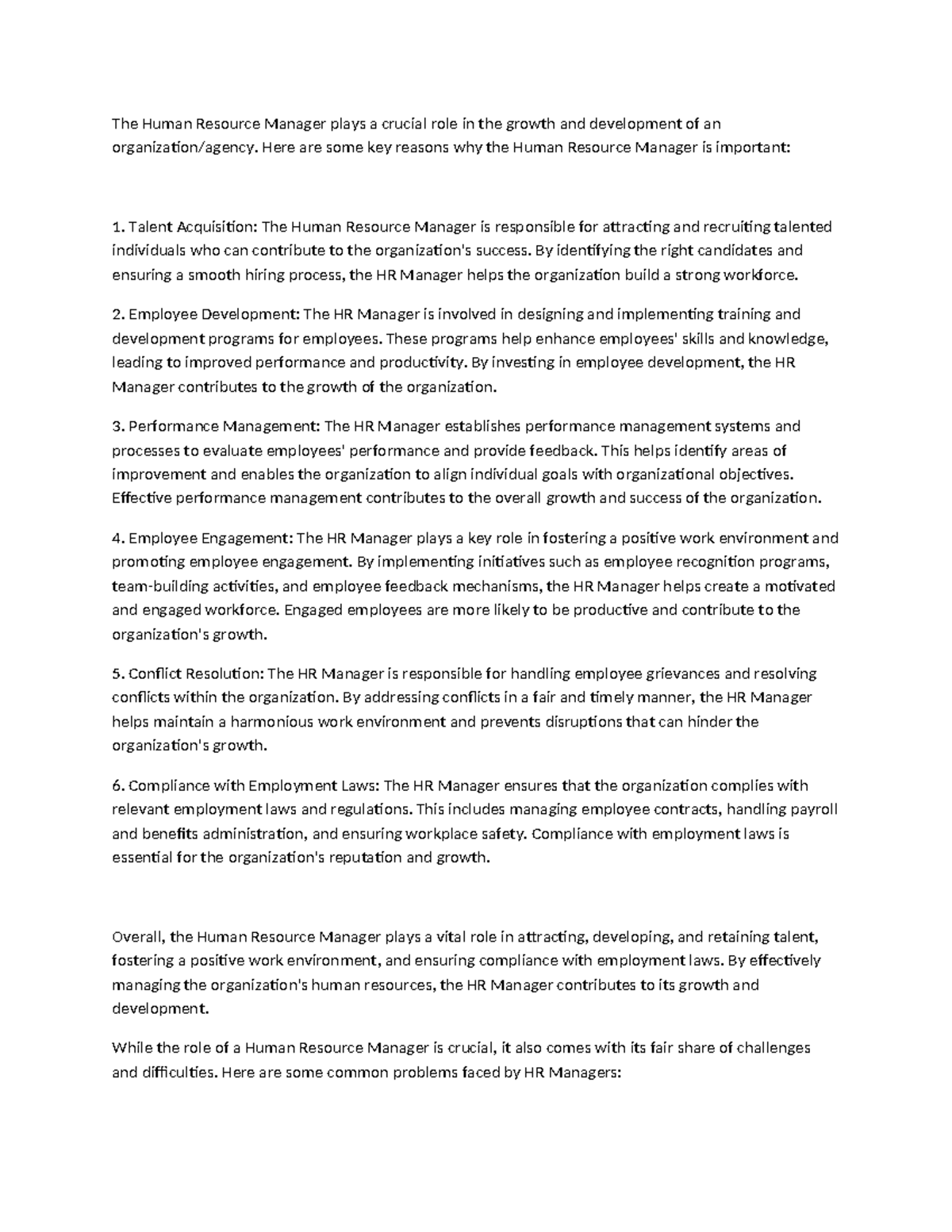 The Human Resou-WPS Office - The Human Resource Manager plays a crucial role in the growth and ...